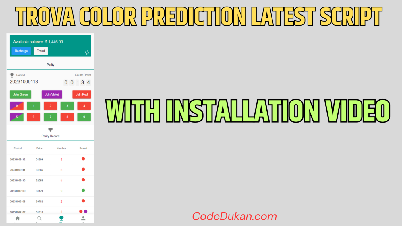 Trova Color Prediction Game Latest Script Php Codedukan Digital Superstore